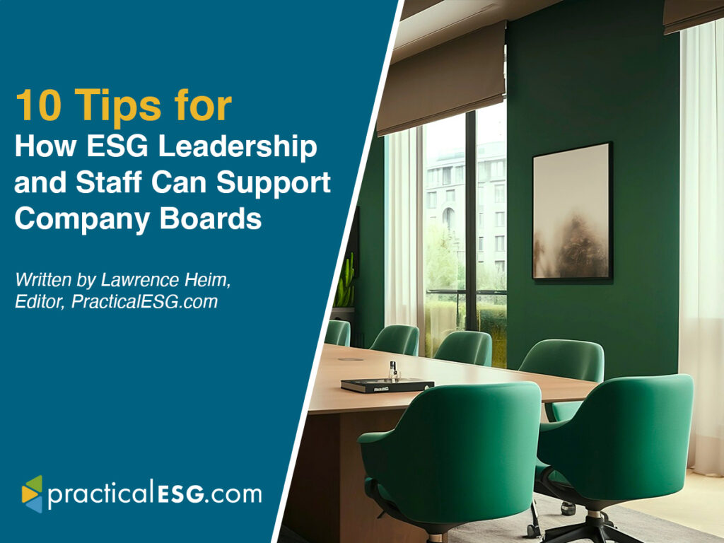 10 Tips for How ESG Leadership and Staff Can Support Company Boards ...